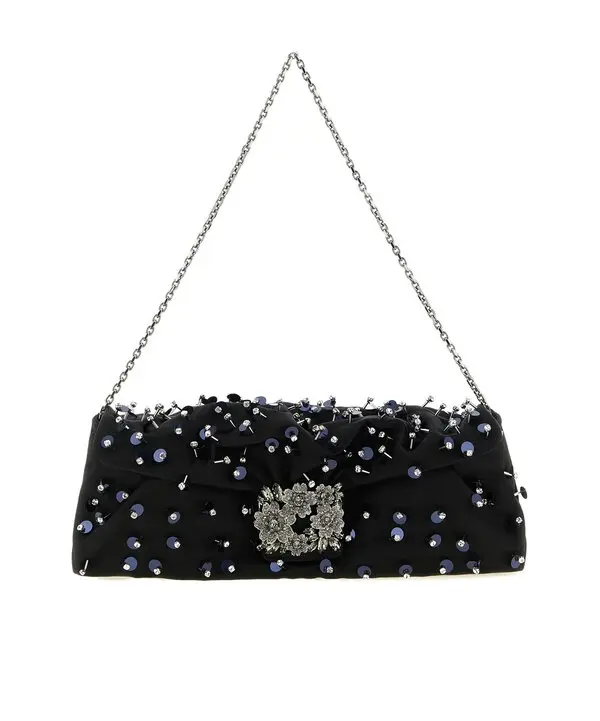 ROGER VIVIER Efflorescence Embellished Clutch Bag - Black