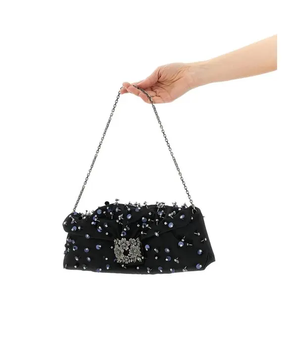ROGER VIVIER Efflorescence Embellished Clutch Bag - Black