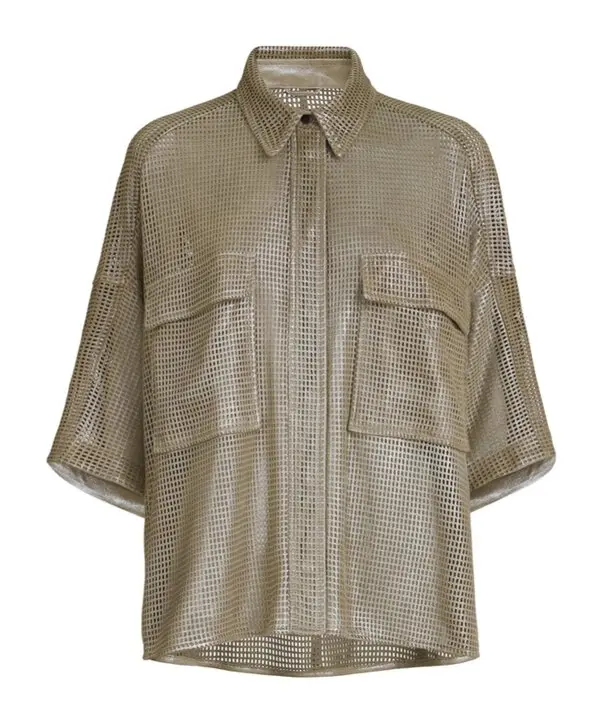 Brunello Cucinelli Short Sleeve Shirt With Snap Closure