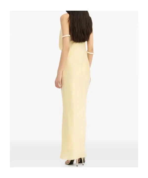 ROTATE BY BIRGER CHRISTENSEN Draped Halterneck Maxi Dress - Nude