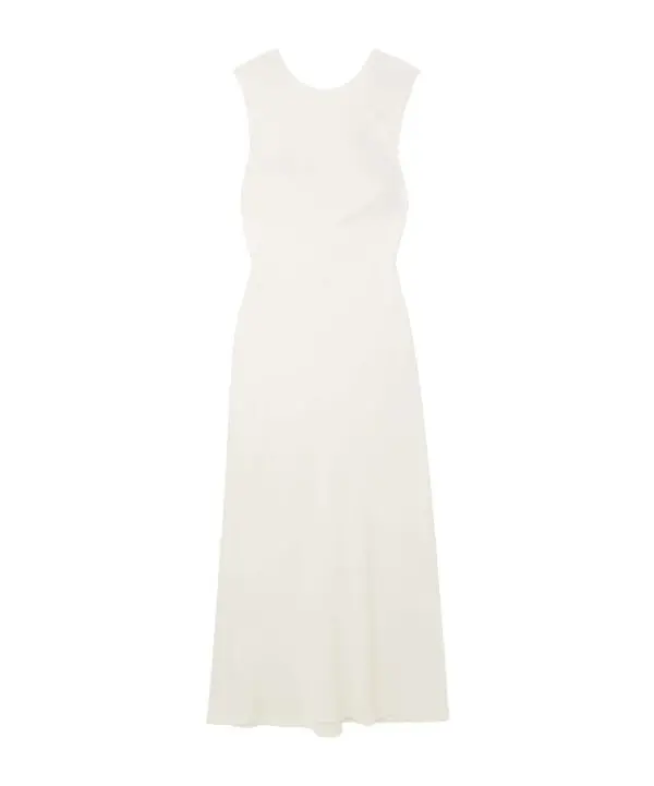 ST. AGNI Sleeveless Round Neck Open Back Dress - White