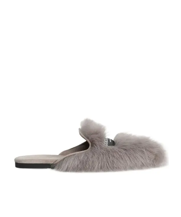 Dolce & Gabbana Shearling Slippers - Grey