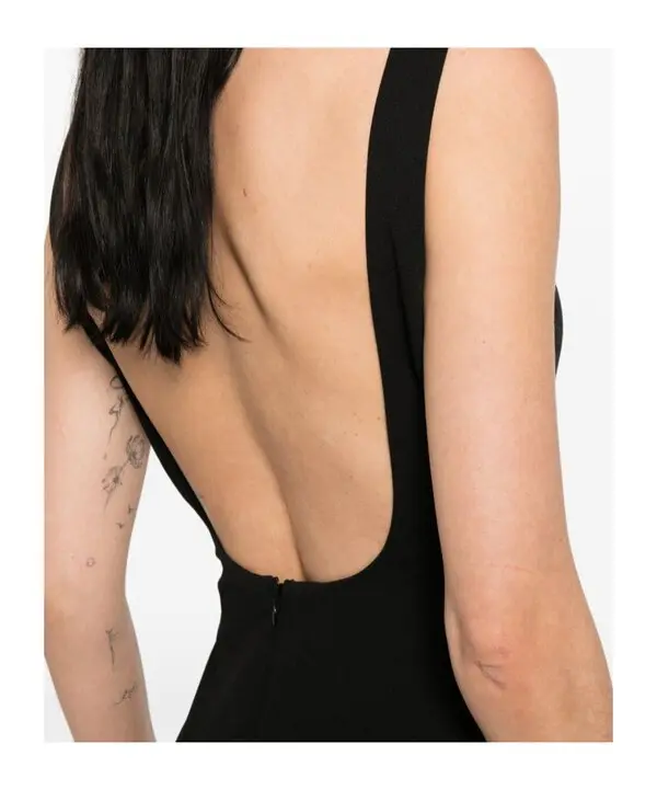 Solace London Sleeveless Square Neck Gown With Open Back And Slit - Black