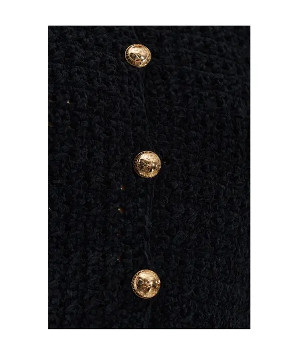 GANNI Crochet Cardigan With Gold Button Detail