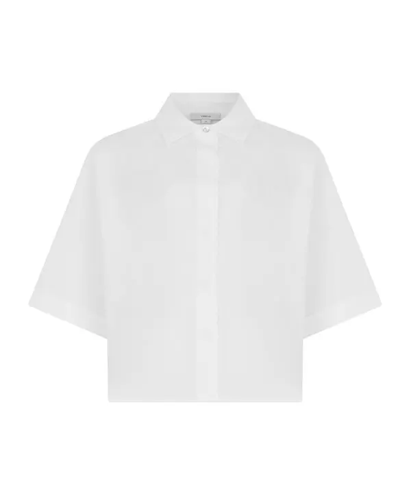 Vince Boxy Short-sleeve Cotton Shirt - White