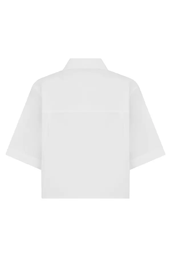 Vince Boxy Short-sleeve Shirt With Scalloped Trim - White