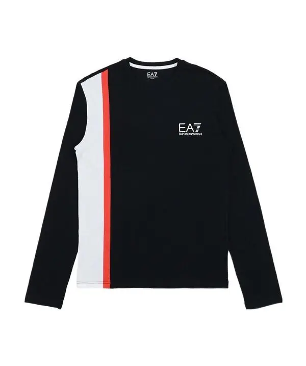 EA7 Logo T-shirt With Round Neck - Black