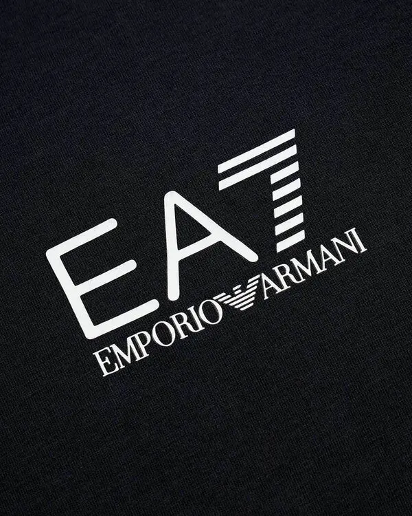 EA7 Logo T-shirt With Round Neck - Black