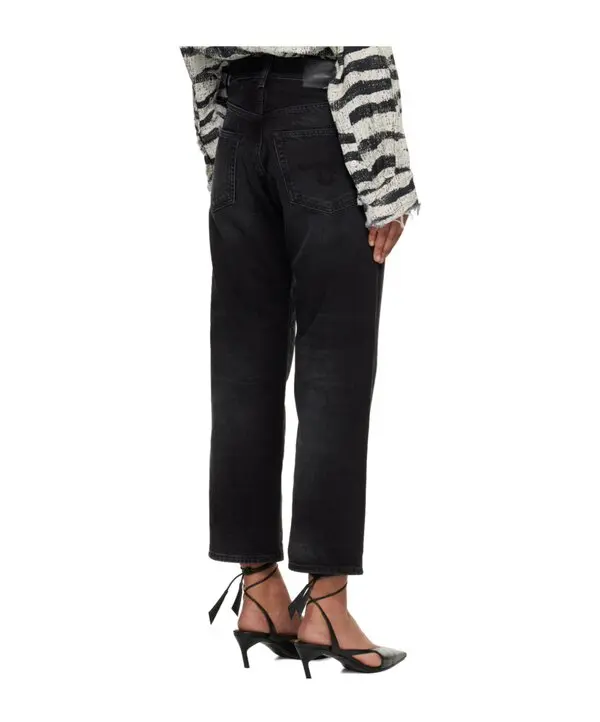 R13 Boyfriend Belt Loop Cropped Jeans In Aged Wash