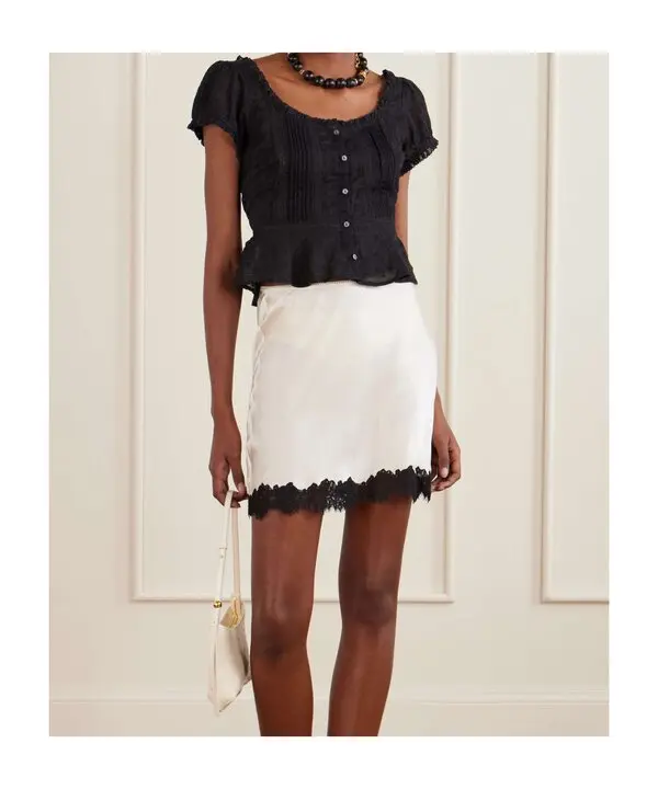 Rixo Sandi Cropped Broderie Anglaise Cotton Blouse - Black