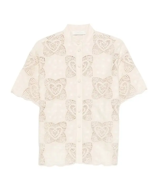 Zimmermann Wanderlust Crocheted Trim Shirt - White