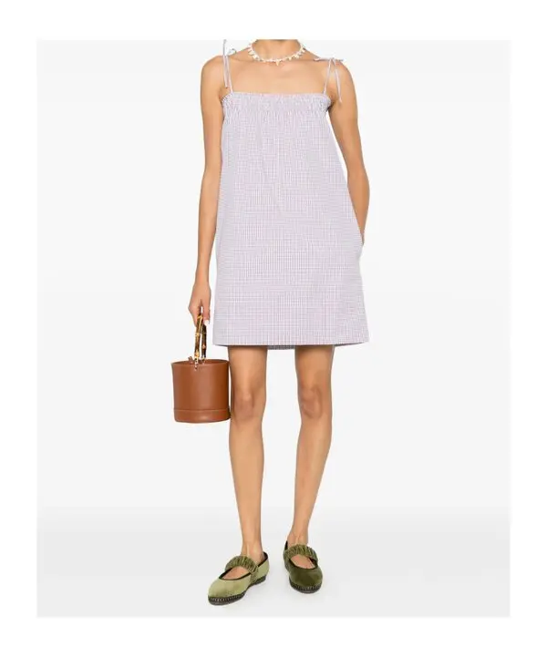 A.p.c. Gingham Check Tie-strap Mini Dress