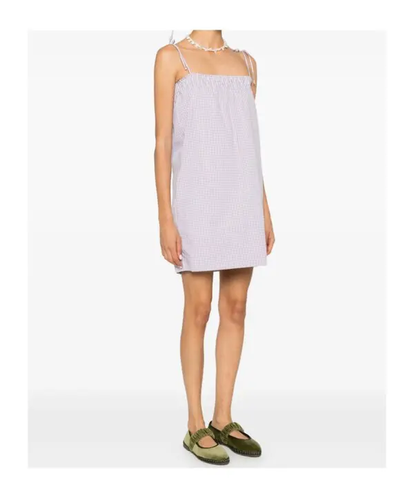 A.p.c. Gingham Check Tie-strap Mini Dress