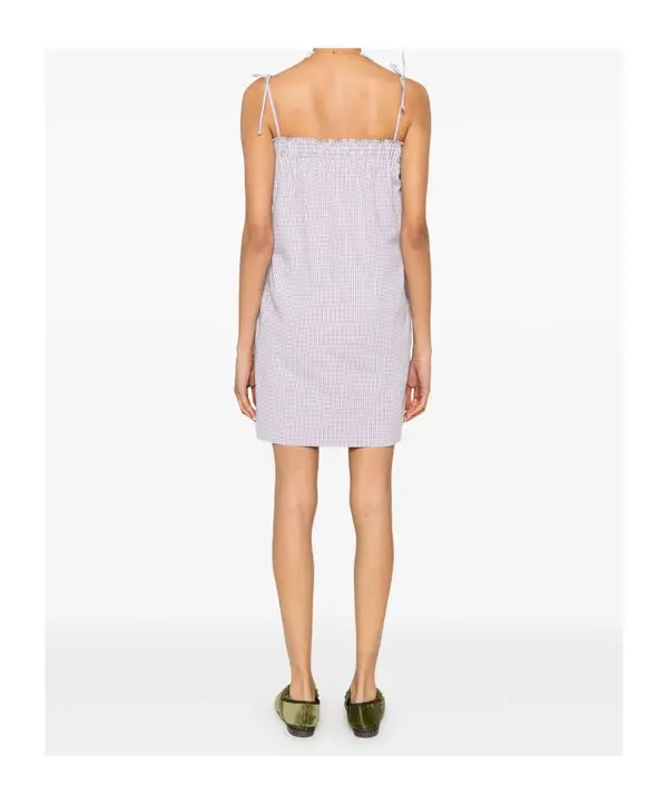 A.p.c. Gingham Check Tie-strap Mini Dress