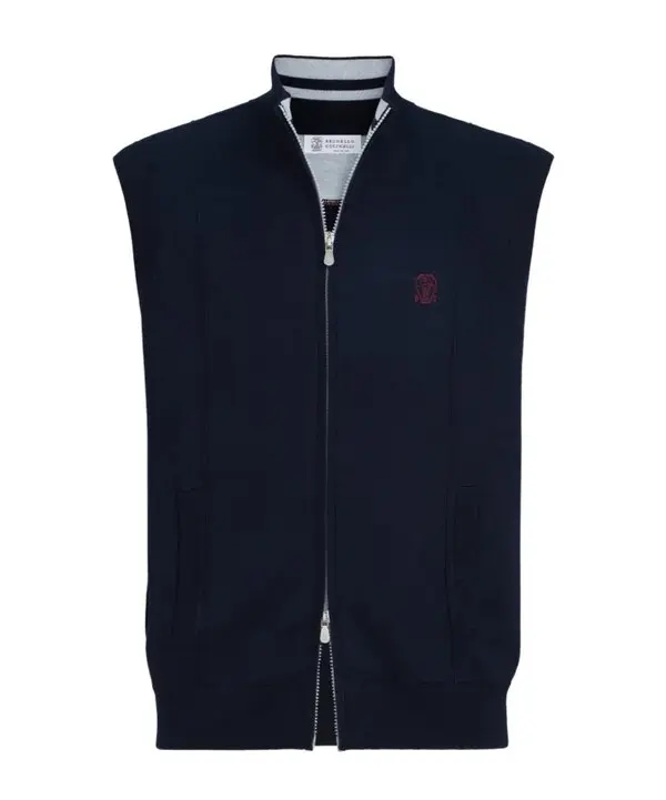 Brunello Cucinelli Zip Knit Gilet Top - Black