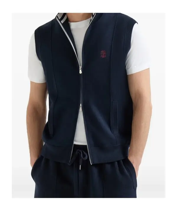 Brunello Cucinelli Zip Knit Gilet Top - Black