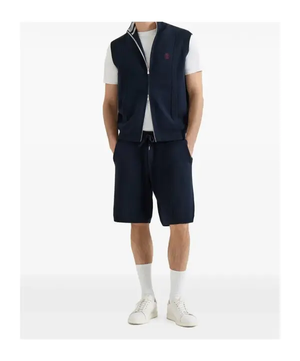 Brunello Cucinelli Zip Knit Gilet Top - Black