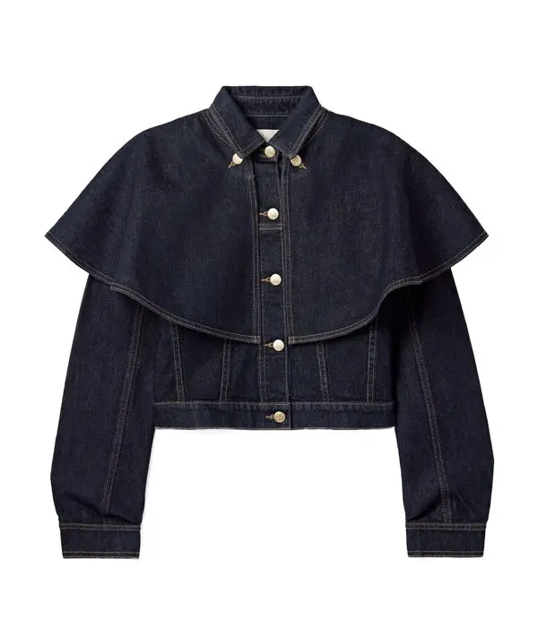 Ulla Johnson Cape Buttoned Denim Jacket