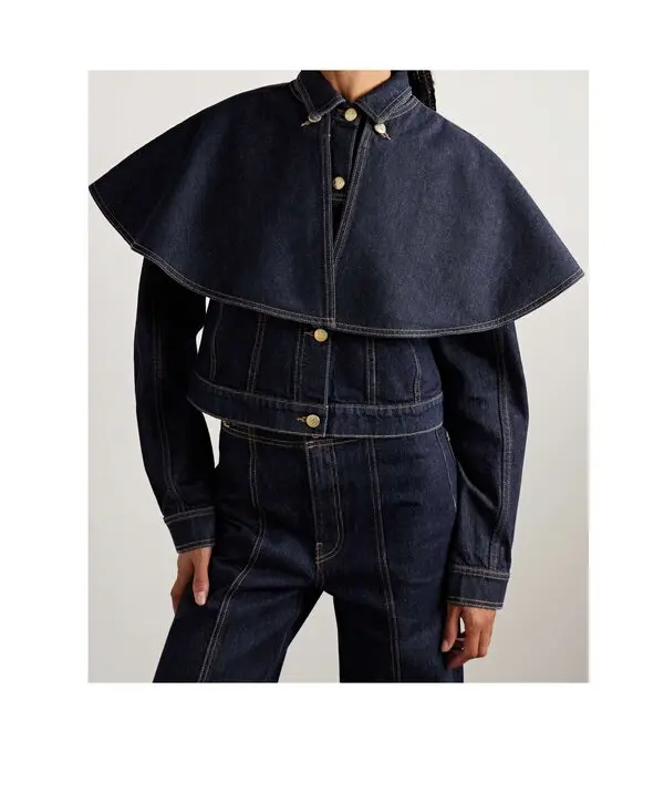 Ulla Johnson Cape Buttoned Denim Jacket