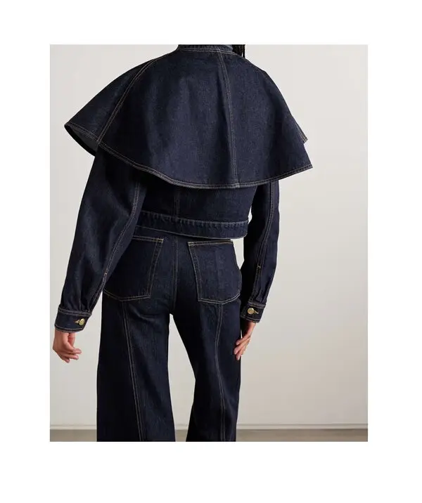 Ulla Johnson Cape Buttoned Denim Jacket