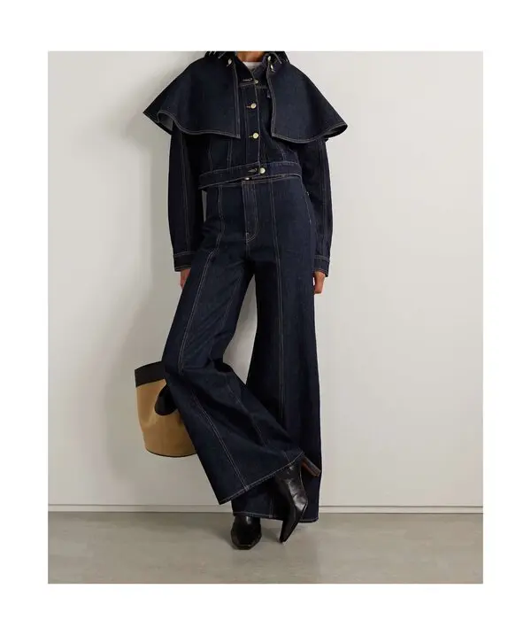Ulla Johnson Cape Buttoned Denim Jacket