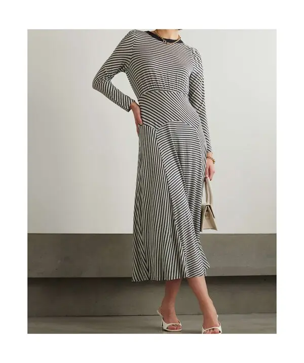 Rixo Striped Long Sleeve Dress