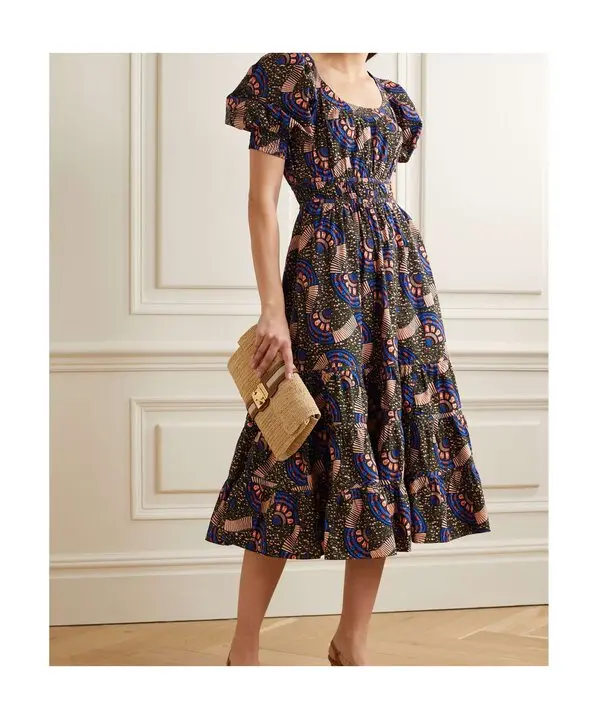Ulla Johnson Printed Puff Sleeve Midi Dress