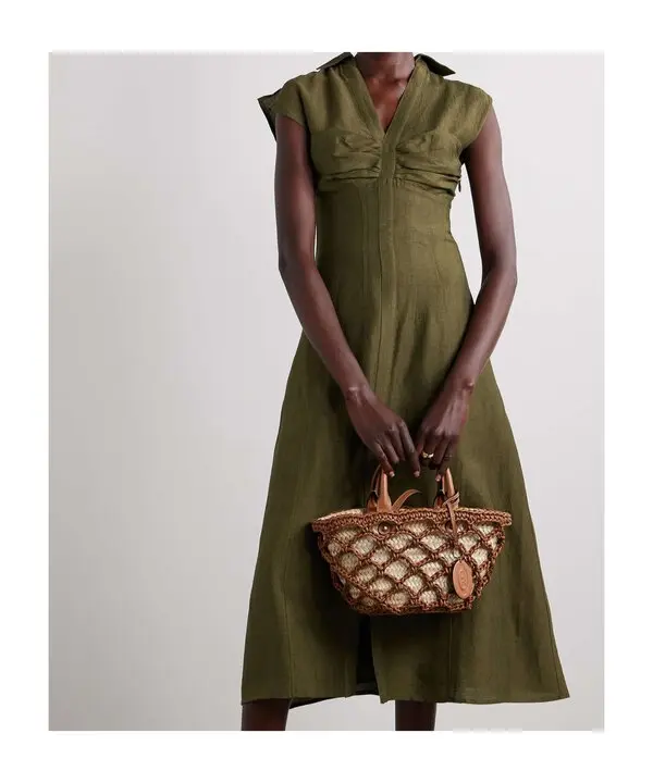 Cult Gaia Pleated Detail Midi Dress
