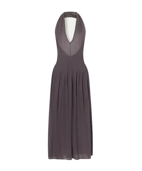 ST. AGNI Halterneck V-neck Midi Dress - Black
