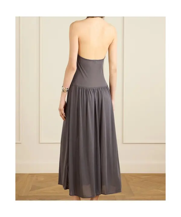 ST. AGNI Halterneck V-neck Midi Dress