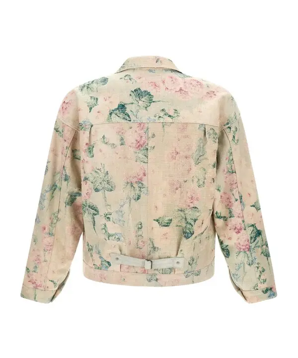 Junya Watanabe Floral Print Shirt Jacket With Dropped Shoulders - Nude