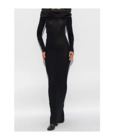 ENTIRE STUDIOS Maxi Dress With Scarf Collar - Black