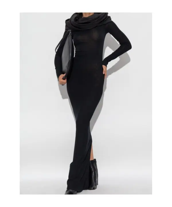 ENTIRE STUDIOS Maxi Dress With Scarf Collar - Black