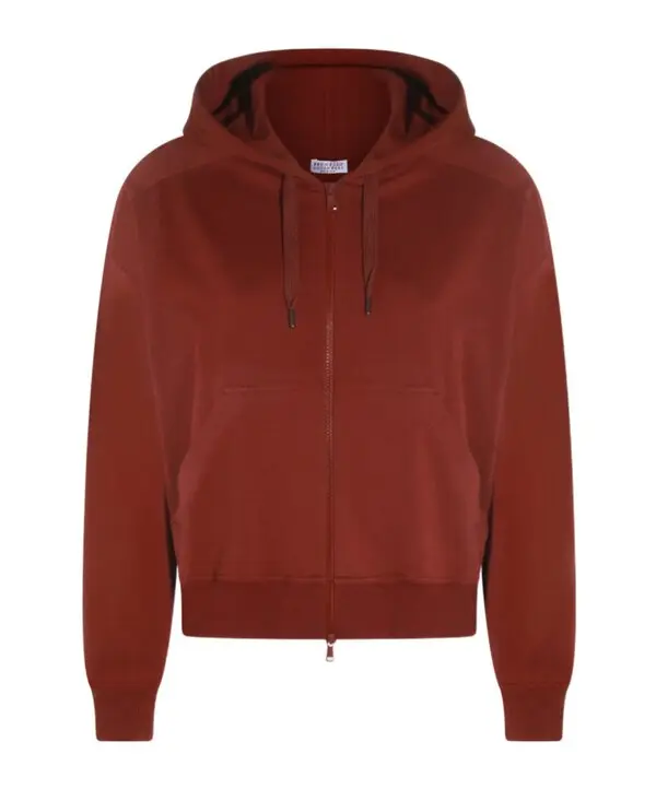 Brunello Cucinelli Zip-up Drawstring Hoodie - Red