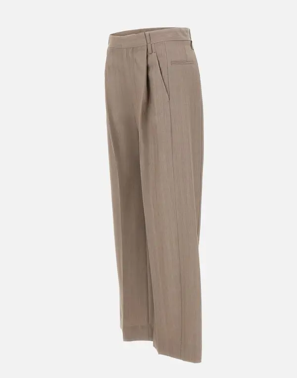 Victoria Beckham Pleated Wide-leg Trousers - Brown