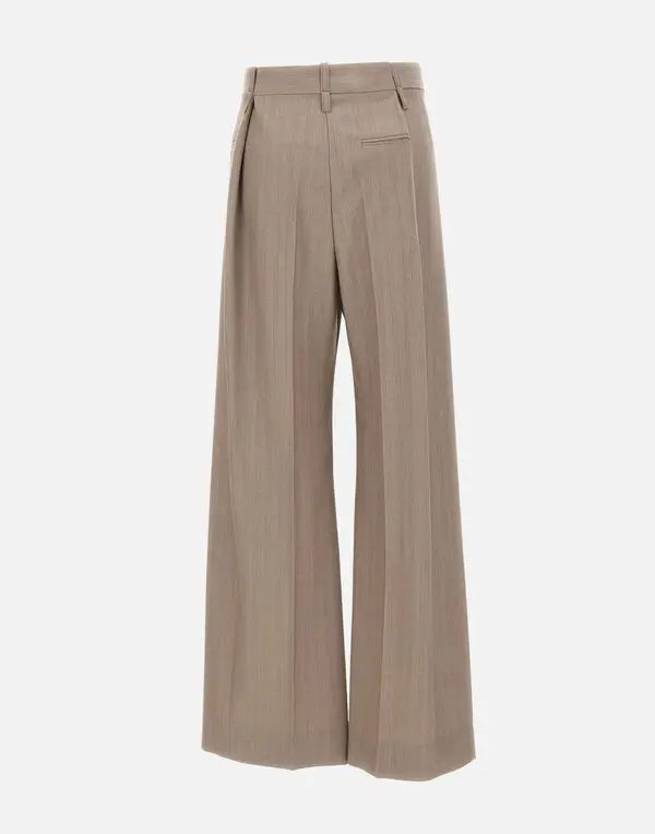Victoria Beckham Pleated Wide-leg Trousers - Brown