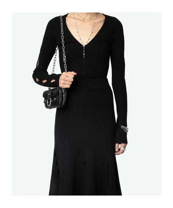 Zadig&Voltaire Ginza Knit Midi Skirt With Openwork Details