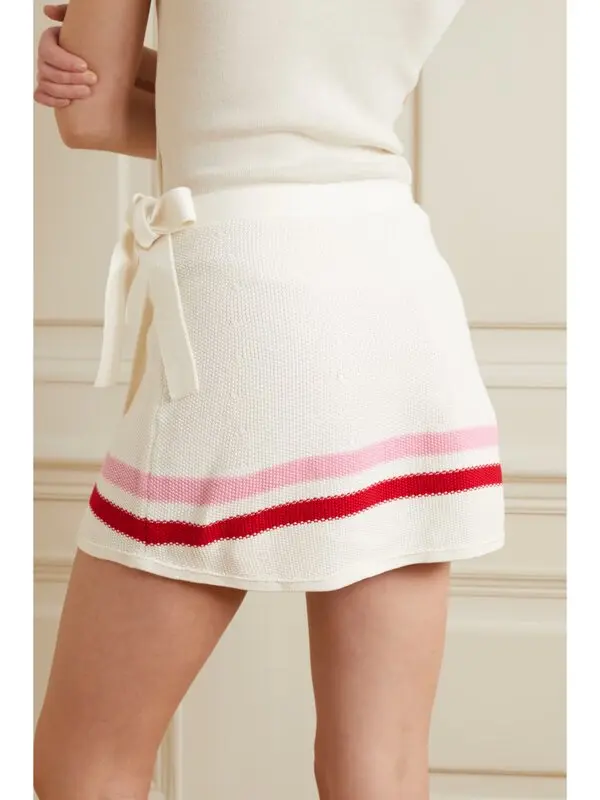 The Upside Salima Striped Cotton Mini Wrap Skirt