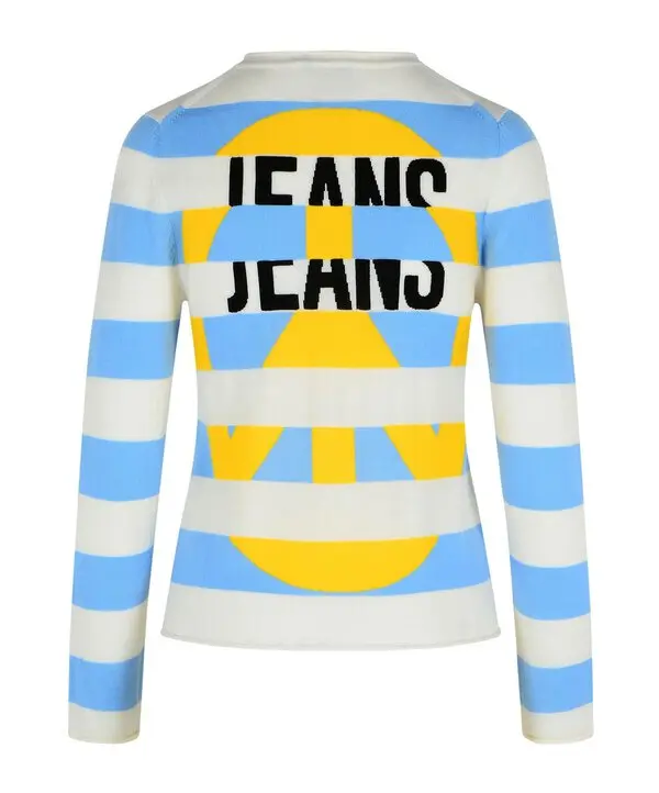 Moschino Virgin Wool Sweater With Embroidered Logo And Unfinished Edges