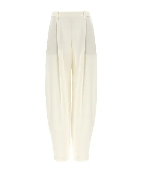 Brunello Cucinelli Monili Detailed Pleated Trousers - White