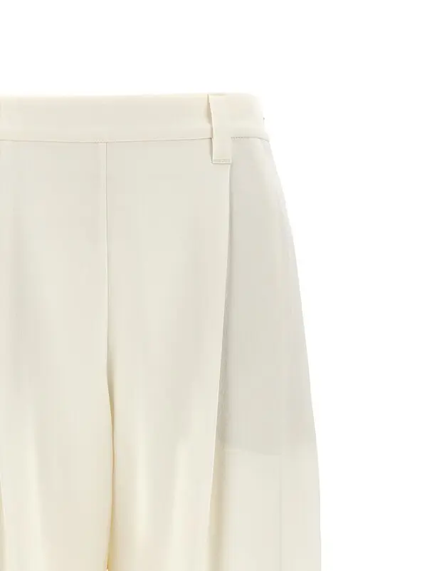 Brunello Cucinelli Monili Detailed Pleated Trousers - White