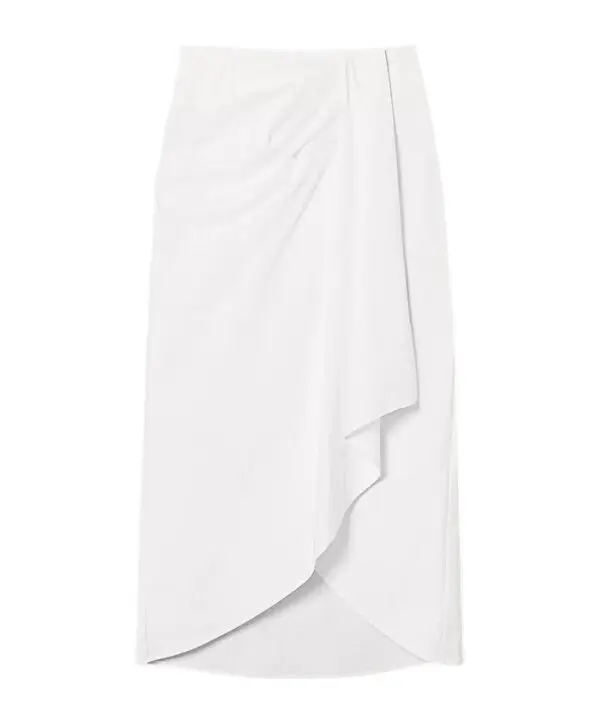 TWINSET Asymmetric Midi Poplin Skirt - White