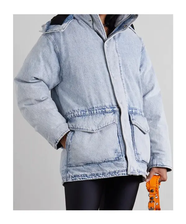 Alexander Wang Oversized Padded Denim Parka With Removable Hood