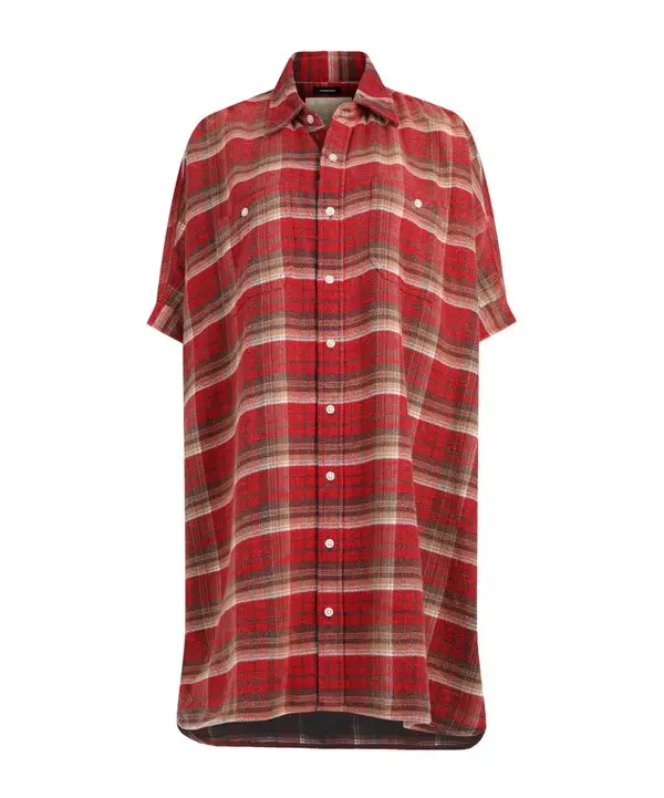 R13 Plaid Mini Shirt Dress - Multicolor