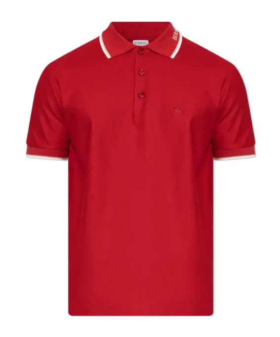 Burberry Ekd Embroidered Short Sleeved Polo Shirt - Red
