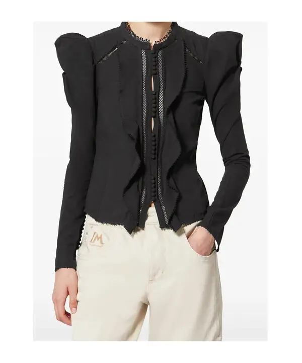 Isabel Marant Étoile Calina Ruffled Mesh Cutout Shirt - Black