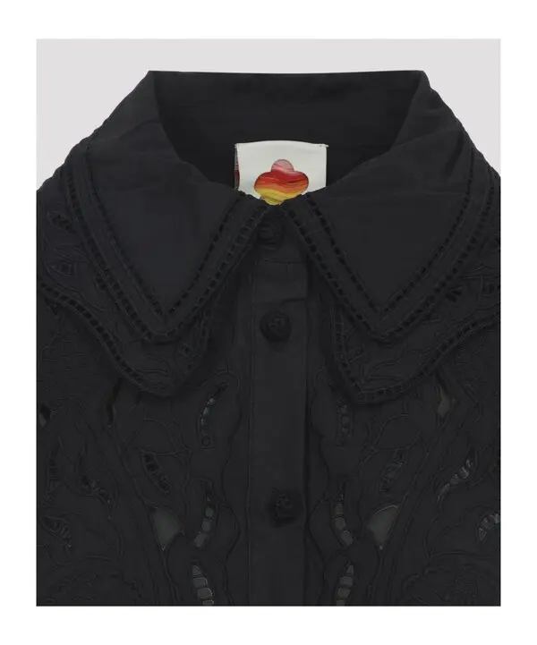 Farm Rio Embroidered Lace-collar Shirt