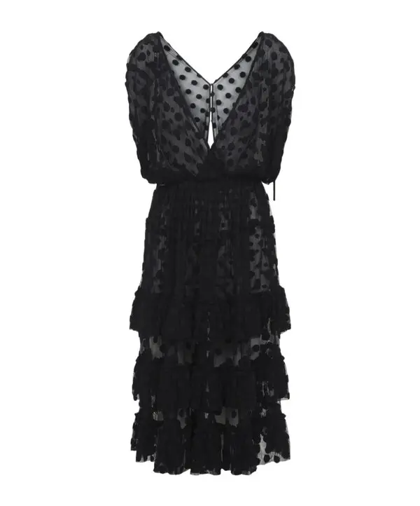 Dries Van Noten V-neck Sleeveless Dress With Layered Skirt - Black