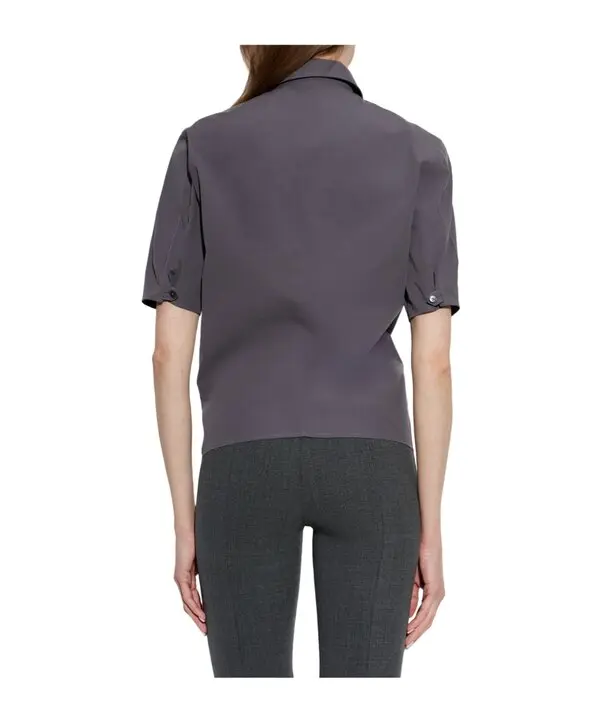 JIL SANDER Short Sleeve Button-up Top - Black