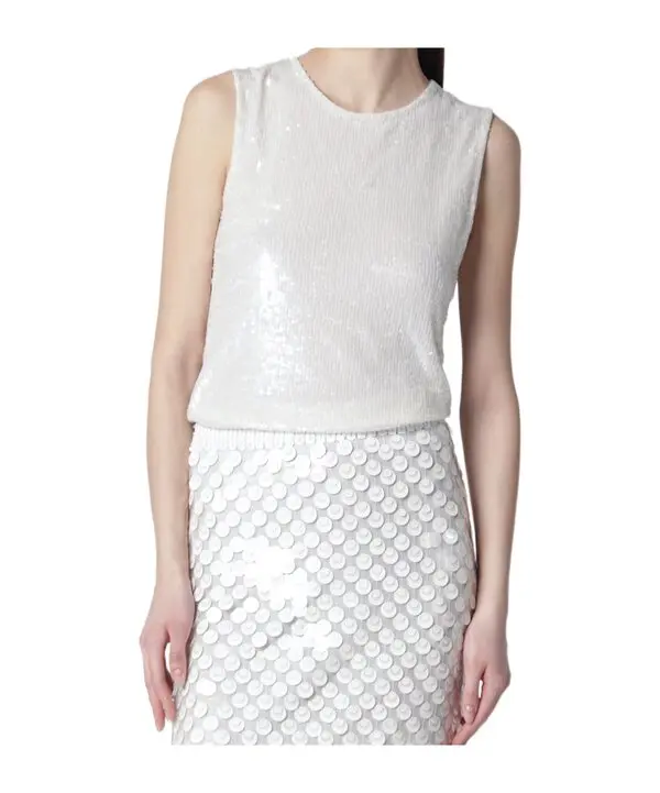 P.a.r.o.s.h Sleeveless Sequined Crewneck Top
